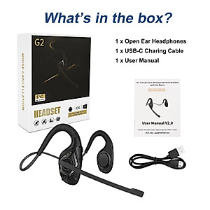 Giveet Bluetooth 5.3 Headset with Boom Microphone, Noise Cancelling Open Ear Headphones for Phone PC Laptop Computer, Lightweight & Comfortable Wireless Headset for Office Home Working Driving, 10 Hrs