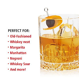 Spiegelau Perfect Serve Double Old Fashioned Glasses Set of 4 - Lowball Cocktail Glasses European-Made Crystal, Dishwasher Safe, Professional Quality Cocktail Glass Gift Set - 13 oz