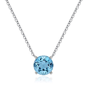 Ursilver Aquamarine Necklaces for Women, S925 Sterling Silver Birthstone Necklaces 2CT Lab Grown Aquamarine Birthstone Necklaces March Birthday Gifts March Birthstone Jewelry Gifts for Women