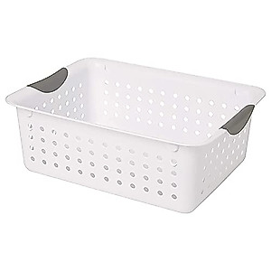 Sterilite Medium Ultra Basket Plastic Storage Bin Organizer - White (Pack of 12)