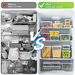 GEIKR 17 Pack Stackable Food Storage Containers with Lids, BPA-Free Plastic Meal Prep Container Reusable, Refrigerator & Freezer & Microwave & Dishwasher Safe Kitchen Organizer