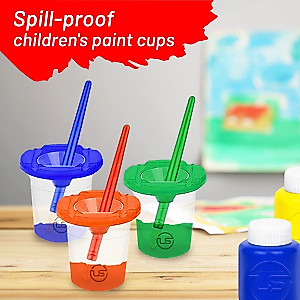 Kids Painting Set, Washable Paint for Kids with Paint Cups and Toddler Paintbrushes, Non Toxic Washable Finger Paints 2 oz Each, Toddler Painting Supplies
