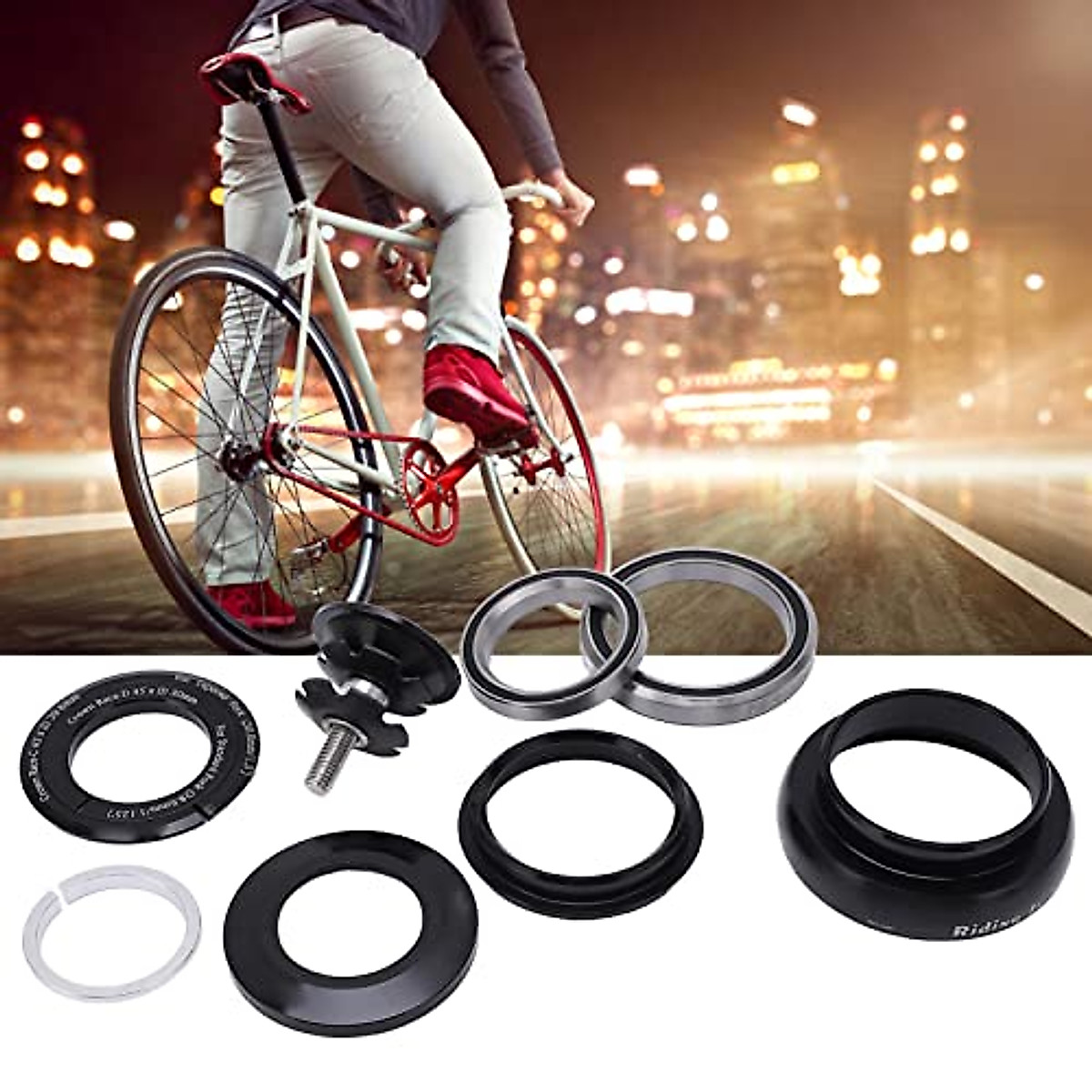 Mountain Bike Bowl Group, Road Bike Headset Bearings Double Bearing Good Sealing Smoother Surfaces for Road Bicycle