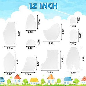 10 PCS Memory Bear Template Ruler Set — Memory Bear Patterns for Sewing Quilting Templates, Acrylic Quilting Rulers and Templates for Sewing Bear Pattern Memories Home Sewing Art Craft (12 inch)