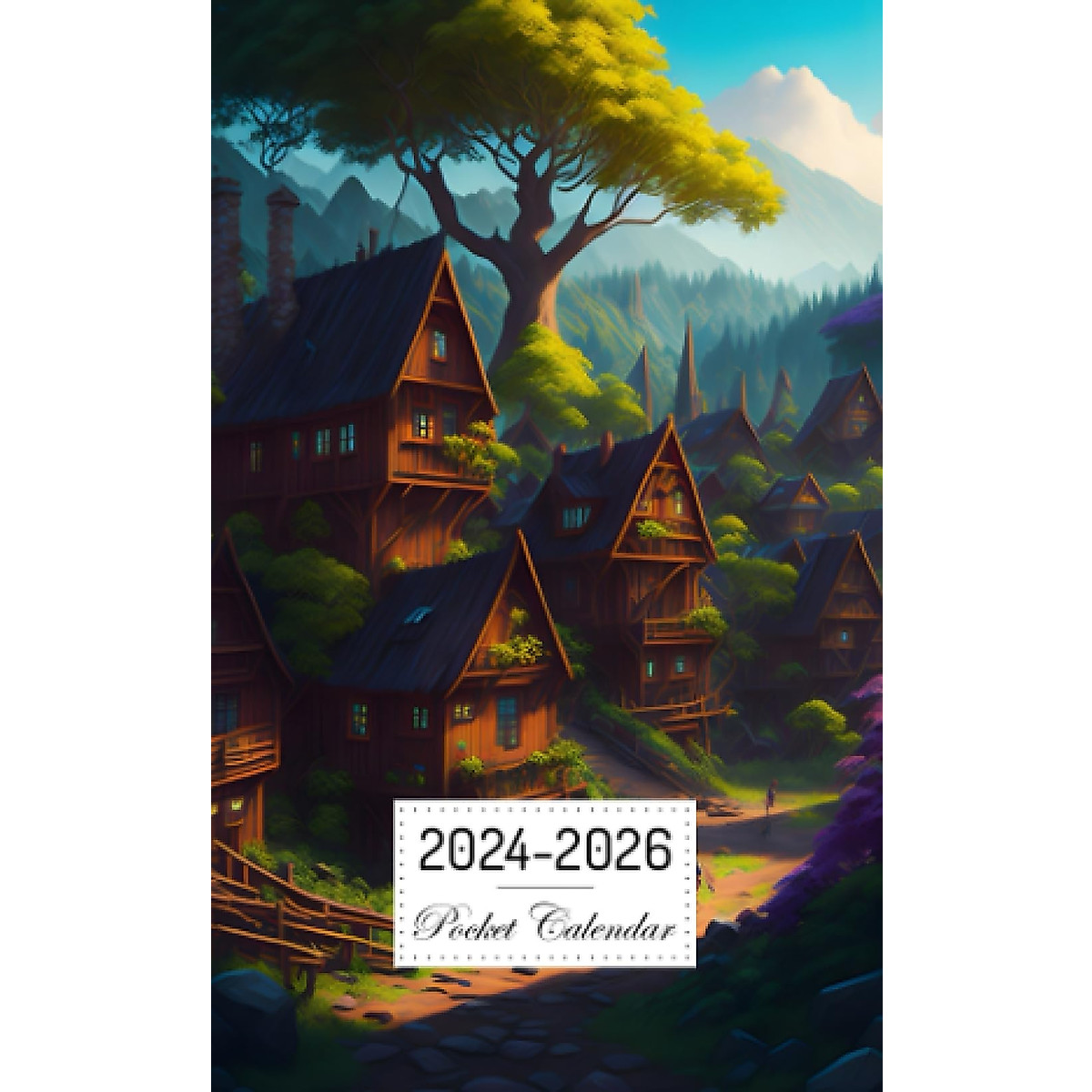 Pocket Calendar 2024-2026: Two-Year Monthly Planner for Purse , 36 Months from January 2024 to December 2026 | Vibrant village | Enchanting forest