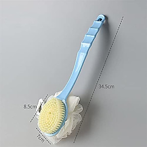 INGVY Dry Brushing Body Brush 3 Colors Double-Sided Bath Brush Bath Ball with Long-Handled Multifunctional Shower Brush Back Body Rubbing Exfoliating Brush (Size : Pink)