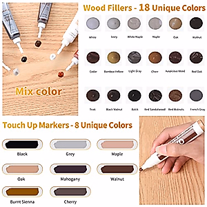 Wood Furniture Repair Kit - Set of 39 - Hardwood Floor Repair Kit Wood Filler, Furniture Repair Kit Wood Markers Touch Up for Scratch Stain Hole, Restore Any Wood, Laminate, Wooden Door, Desk, Cabinet