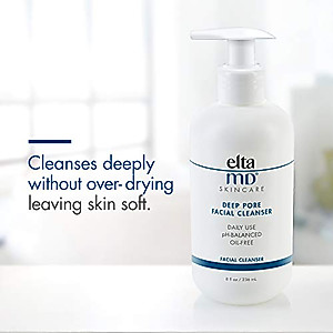 EltaMD Deep Pore Facial Cleanser, Sensitivity-Free, Soap-Free and Oil-Free Face Wash For Oily Skin and Daily Care, 8 Fl Oz (Pack of 1)