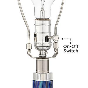 Possini Euro Design Taylor 29" Tall Teardrop Modern Coastal End Table Lamp Blue Art Glass Single Fabric White Shade Living Room Bedroom Bedside Nightstand House Office Home Kitchen Entryway Console