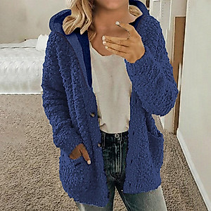 SHOPESSA my orders womens sherpa fleece jacket with hood open front button down jacket coat fluffy fuzzy cardigan thermal fuzzy long sleeve womens top deals of the day clearance prime lightning deals