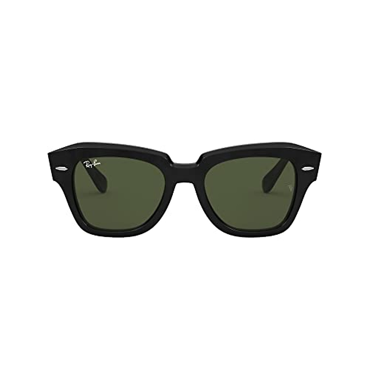 Ray-Ban RB2186 State Street Square Sunglasses, Black/G-15 Green, 49 mm