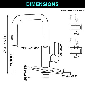 Kitchen Faucet Single Handle Stainless Steel Kitchen Sink Faucet with Pull Out Sprayer Matte Black
