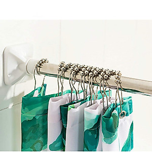 Fangkun 12pcs/Set Shower Curtain Rings Hooks Stainless Steel Hook Chrome Double Glide for Bathroom Shower Rods Curtains