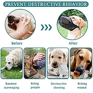 Dog Muzzle, Soft Mesh Covered Muzzles for Small Medium Large Dogs, Poisoned Bait Protection Muzzle with Adjustable Straps, Prevent Biting Chewing and Licking