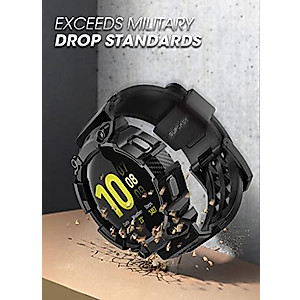 SUPCASE [Unicorn Beetle Pro Series Case for Galaxy Watch 4 [44mm] 2021 Release, Rugged Protective Case with Strap Bands (Black)