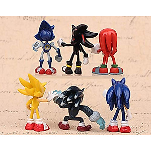 MAKESURE 6 Pcs Toys Figures,The Sonic Action Figures Cake Toppers,Toys Birthday Gift Set (Type B)