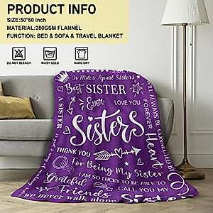 Hexagram Sister Gifts from Sisters, Gifts for Mothers Day, Blanket, Sister Gifts, Sister Birthday Gifts from Sister, Gifts for Sister, Throw Blanket, 60 x 50 Inches, Purple
