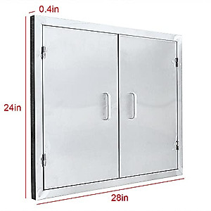 Outdoor Kitchen Door 28"x24" BBQ Double Doors Outdoor Oven Kitchen Stainless Steel Access Door