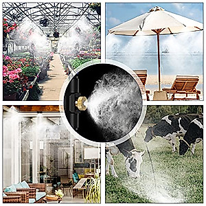 Brass Misting Nozzle Kit, 6 Mister Nozzles + 4 Tee Connectors + 1 End Plug for Outdoor Cooling Misting System