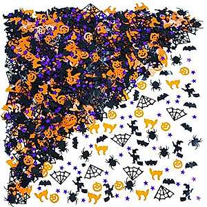 Halloween Party Table Scatter Confetti - Pumpkin Spider Webs Foil Metallic Sequins Confetti Trick or Treat Party Sprinkles Confetti Decorations, 60g