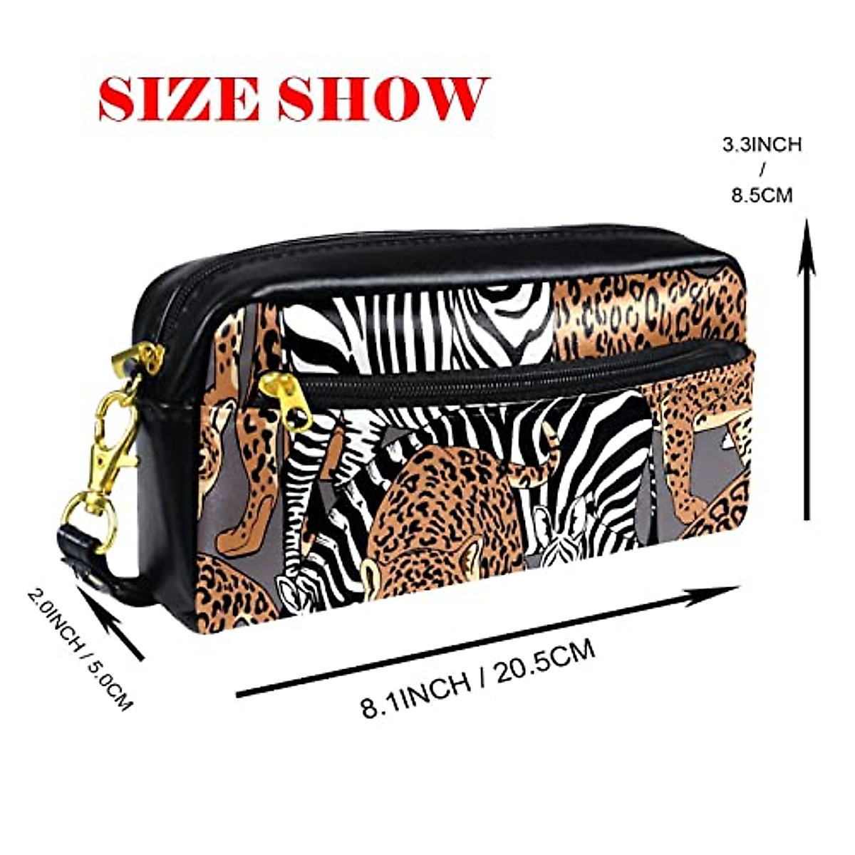 Pencil Case,Pen Pencil Pouch Portable Bag,Stationery Organizer for School,Zebra Leopard Print Decoration