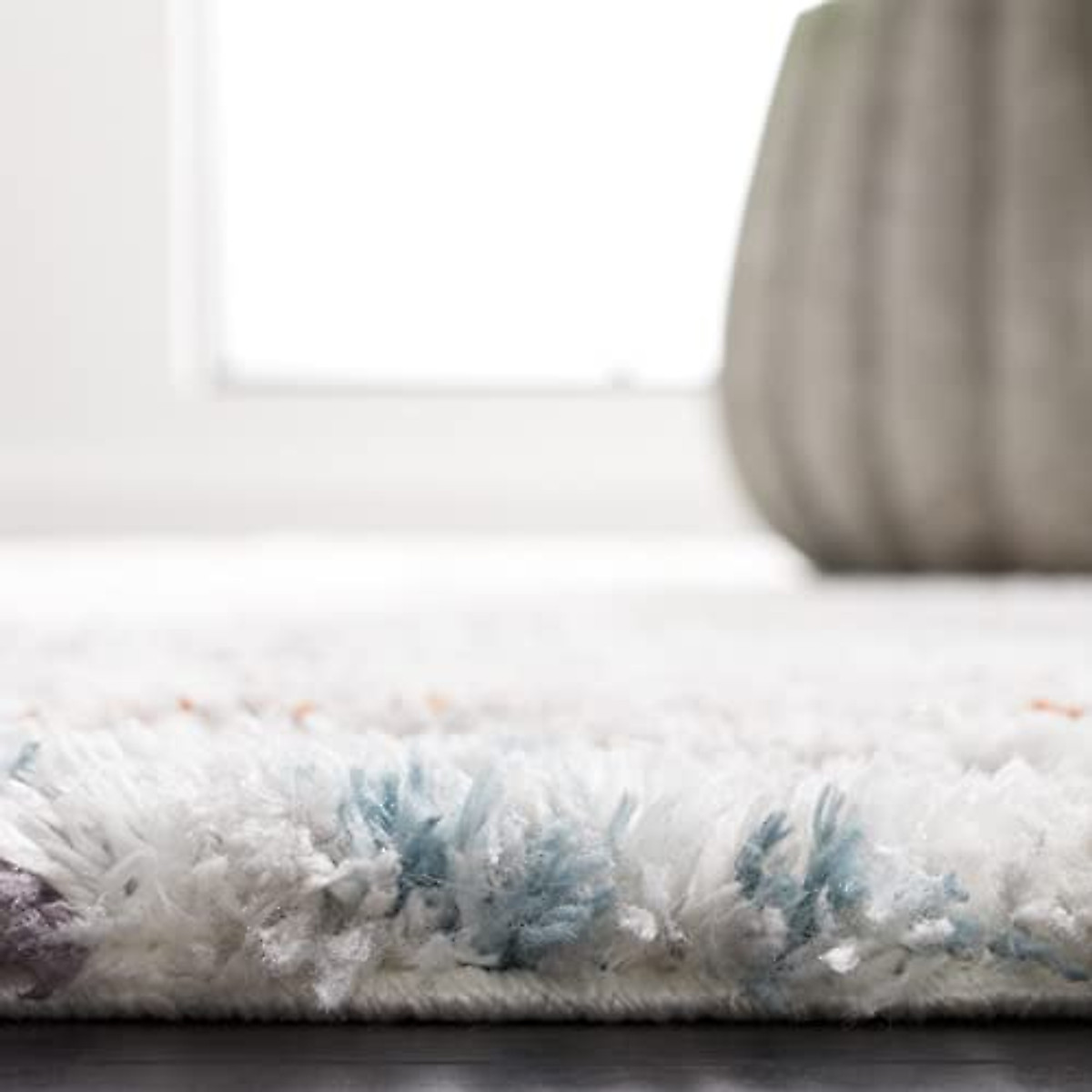 SAFAVIEH Berber Shag Collection Runner Rug - 2'3" x 12', Blue Rust & Ivory, Non-Shedding & Easy Care, 1.25-inch Thick Ideal for High Traffic Areas in Living Room, Bedroom (BER569A)