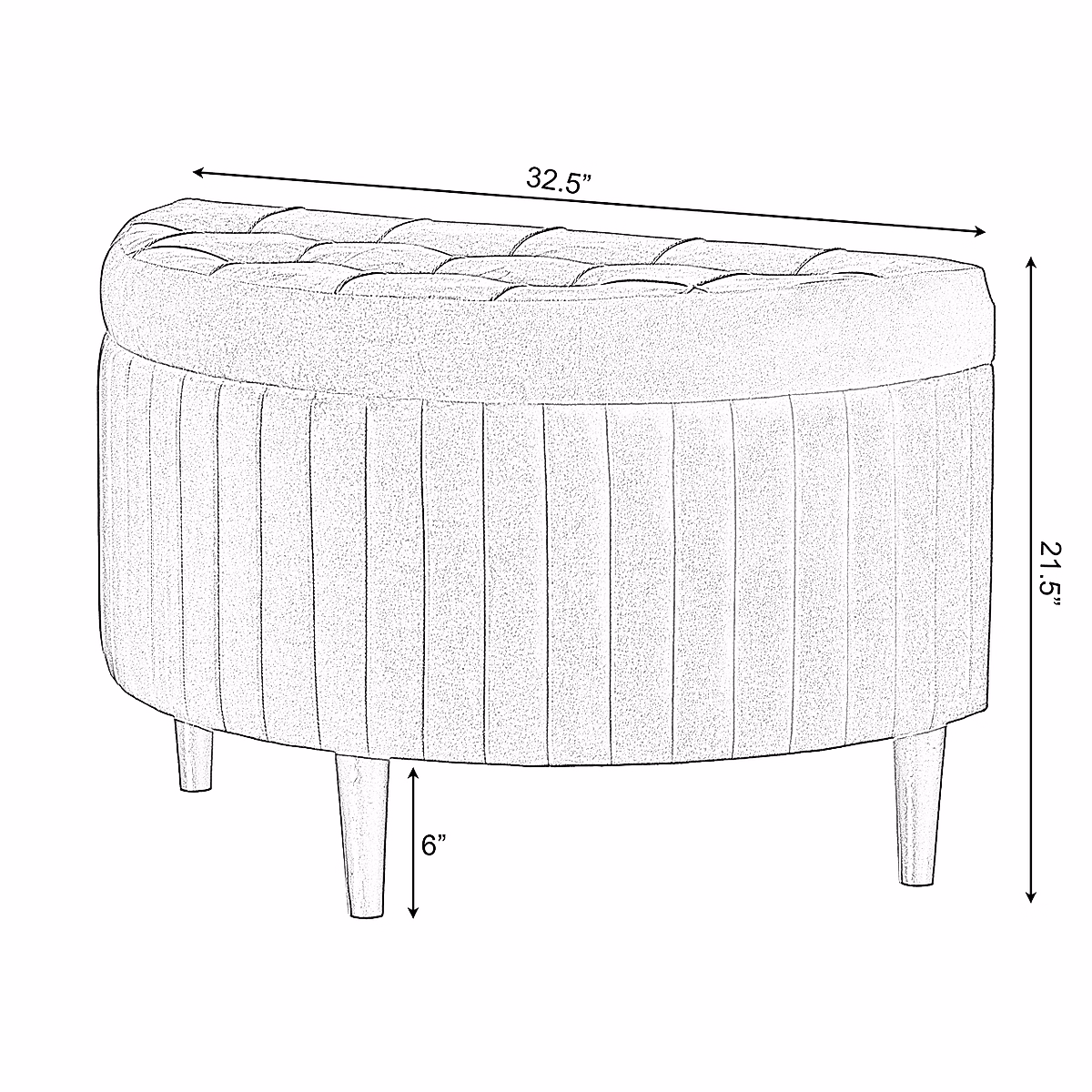 Half Moon Modern Velvet Tufted Storage Ottoman Bench, Green