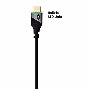 Monster 6ft High Speed 4K HDR HDMI Cable with Built-in Green LED Light, Gaming Video and Computer Cable