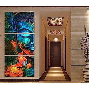 Framed 3pcs Abstract blue Buddha Modern home decor Canvas Print Painting Wall Art Picture For Living Room decor picture PT1056,50x70cmx3pcs,Framed