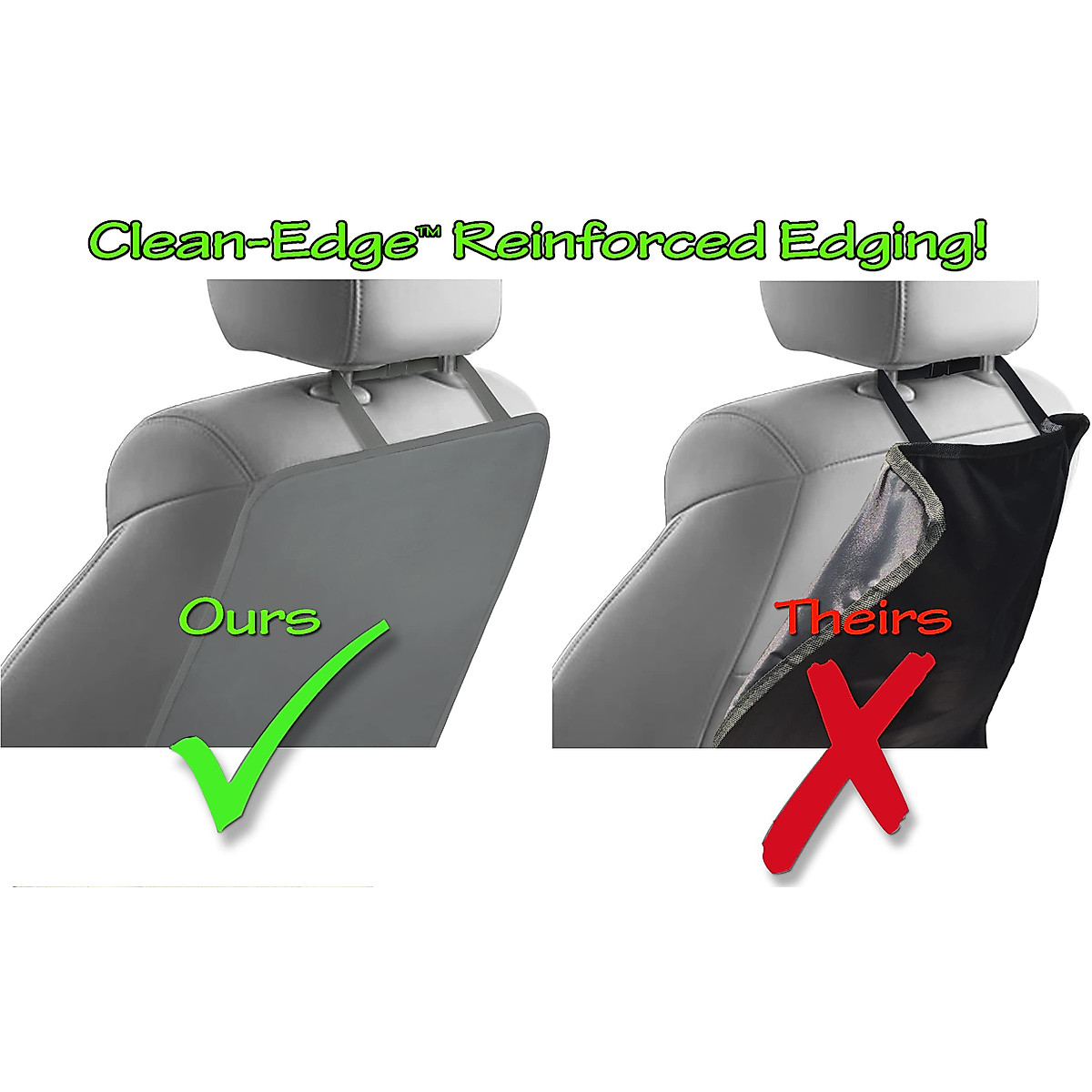 TIKE SMART Luxury Clean-Edge Kick Mat - Seat Back Protector and Seat Cover with Invisible Strap and Stiff Edging (1 Mat)