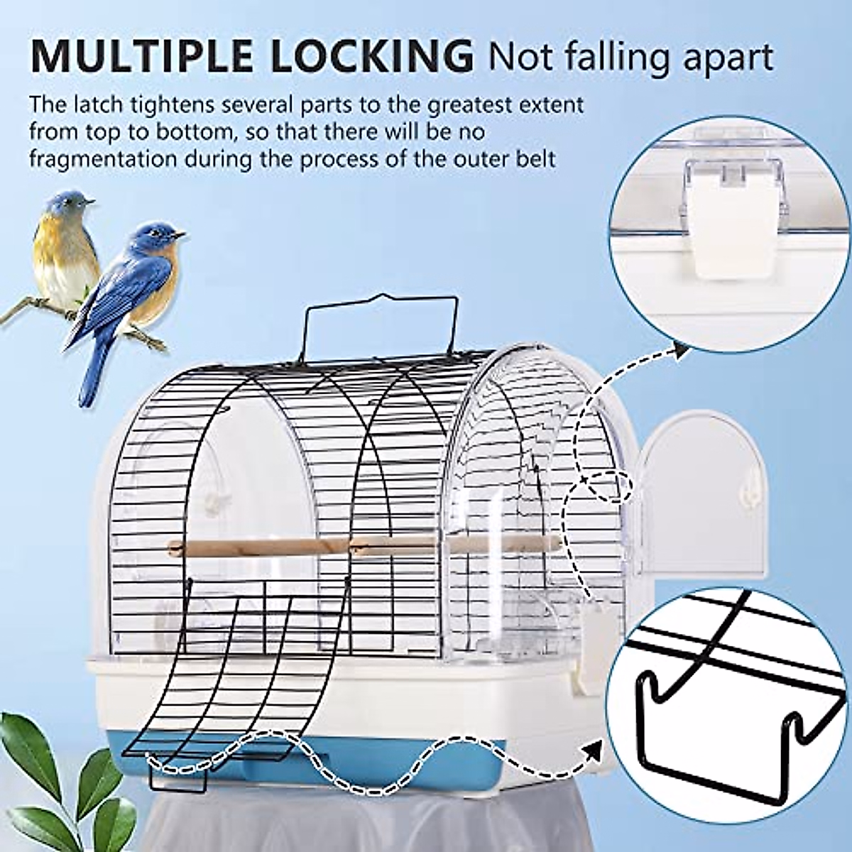 BestPet Bird Carrier Travel Cage with Perch Lightweight Bird Travel Bag Outdoor Gear Portable Transparent Parrot Carring Case Small Pet Travel Cage for Birds Cocktails Parakeets Conures,Light Blue