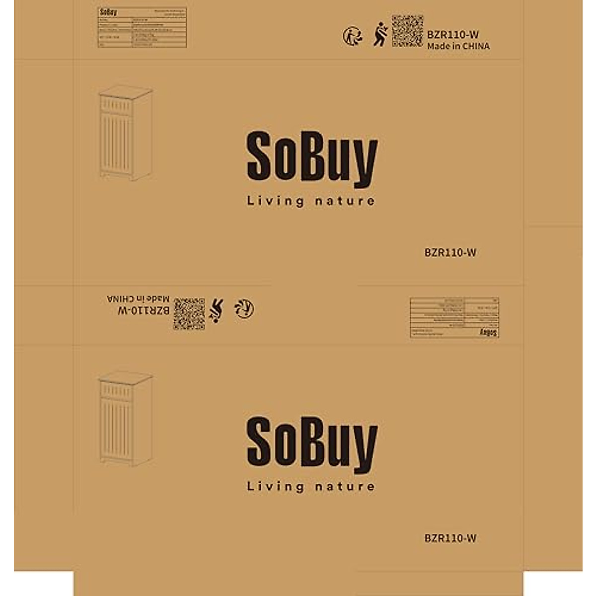 SoBuy Laundry Hamper Cabinet with Basket and 1 Drawer, Tilt-Out Laundry Hamper, Bathroom Storage Cabinet Unit with Drawer, White BZR110-W