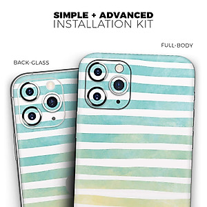 Design Skinz Green Watercolor Ombre Stripes - DesignSkinz Protective Vinyl Decal Wrap Skin Cover Compatible with The Apple iPhone XR (Full-Body, Screen Trim & Back Glass Skin)