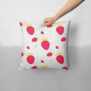 iiRov Summer Strawberries v1 - Custom Decorative Home Decor Indoor or Outdoor Throw Pillow Cover for Sofa, Bed or Couch Cushion (Pillow CASE Cover ONLY)