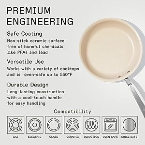 Made In Cookware - 10" Nonstick Ceramic Frying Pan - 5 Ply Stainless Clad - Professional Cookware - Crafted in USA - Induction Compatible