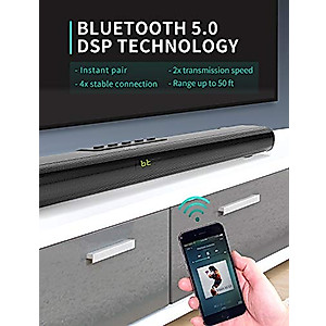 Sound Bar, Sound Bar for TV, Soundbar with Built-in Subwoofer, Wired & Wireless Bluetooth 5.0 Speaker for TV, HDMI/Optical/Aux/USB, Wall Mountable, Surround Sound System for TV & Home Theater 2023 NEW