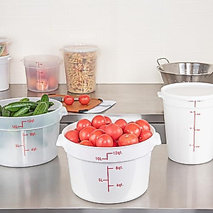 Restaurantware-Met Lux 12 Quart Food Storage Container, 1 White Storage Container - Lids Sold Separately, Red Volume Markers, Dishwashable Container, Side Handles, For Storing Foods