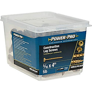 Power Pro 47877 Lag Screws, 5/16" x 4", Star Drive Construction Lag Screws, Rust Resistant, Ceramic Coated Bronze, 5lb Tub, 100 pcs