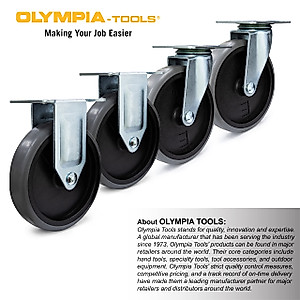Olympia Tools Utility Cart Replacement Casters - Heavy Duty Casters, 4.7 Inch, Pack of 4 with 2 Rigid, 2 Swivel Casters, 87-884