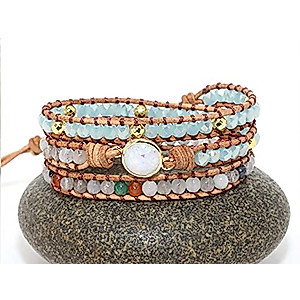 ZOSOJONA Women Wrap Bracelets Boho Natural Stone Jasper Turquoises Strand Bracelet Jewelry Collection (Nature stone)