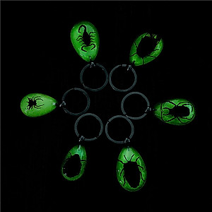 QTMY 6 Pack Insect in Resin Specimen Collection Luminous Glow in The Dark Keychain Keyring ,Halloween Christmas Science Classroon Decor Kits Set Education