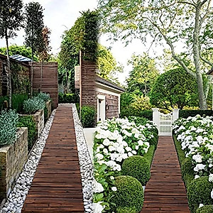 Spurgehom Wooden Garden Pathway 8FT Straight Outdoor Walkway Roll Out Cedar Garden Walkway Wood Patio Path Decor Lawn Pavers Boardwalk Beach Path for Wedding Party (Brown)