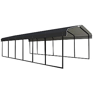 Arrow Carports Galvanized Steel Carport, Full-Size Metal Carport Kit, 12' x 29' x 7', Charcoal