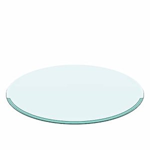 Round Tempered Glass Table Top Clear Glass Table Top (40 inch,3/8" Thick - Beveled Polished Edge)