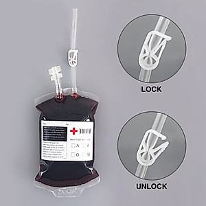 UNIIDECO Halloween Fake Blood Bags Syringe for Drinks, Nursing Themed Party Empty Prop iv Bag Decorations Favors Pack, Nurse Graduation Parties Drink Pouches Decor, Reusable Vampire Drinking Supplies