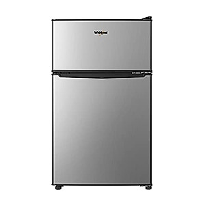 Whirlpool WHR31TS4E 3.1 Cu. Ft. Compact Refrigerator Dual Door Fridge, Adjustable Mechanical Thermostat with True Freezer, Stainless Steel Look