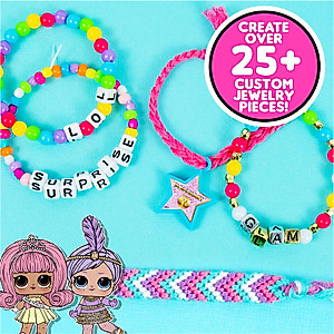 Horizon Group USA L.O.L. Surprise! Surprise Jewelry Case, Double Feature Series, Create Over 25 Custom Jewelry Pieces, Includes L.O.L. Surprise! Charms, 500+ Beads, Jewelry Storage Case & More