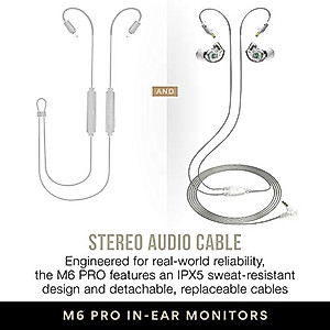 MEE audio M6 PRO Musicians' in-Ear Monitors Wired + Wireless Combo Pack: Includes Stereo Audio Cable and Bluetooth Audio Adapter (Clear) (CMB-M6PROBT-CL)