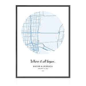 RAREVAY Where It All Began Made in USA, Where We Met, Our First Date Map - Personalized Map for Him or Her, Customizable with Names and Special Dates Gift Him, Her, Heart Art(12 * 16inch)