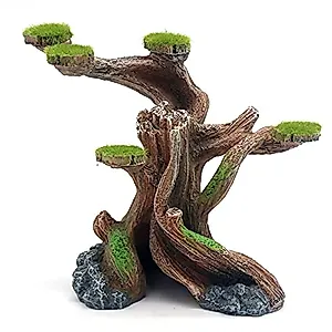 relaqcc Reptile Decor Aquarium Decorations Artificial Moss Resin Fish Tank Rocks Simulation Hollow Tree Leopard Gecko Trunk Accessories Aquarium View(Small3085)